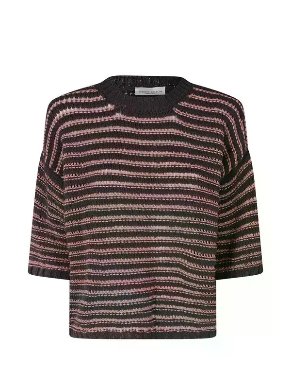 ROBERTO COLLINA Striped Sweater - Black