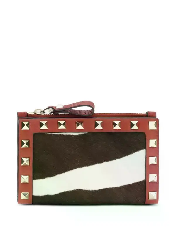 Valentino Garavani Rockstud Animal-print Coin Purse - Red