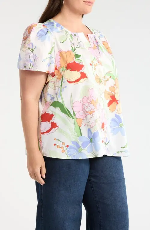 SUGARLIPS Floral Split-neck Top