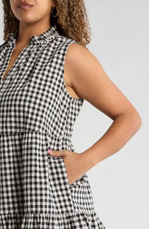 SUGARLIPS Plaid Gemmely Sleeveless Cotton Minidress