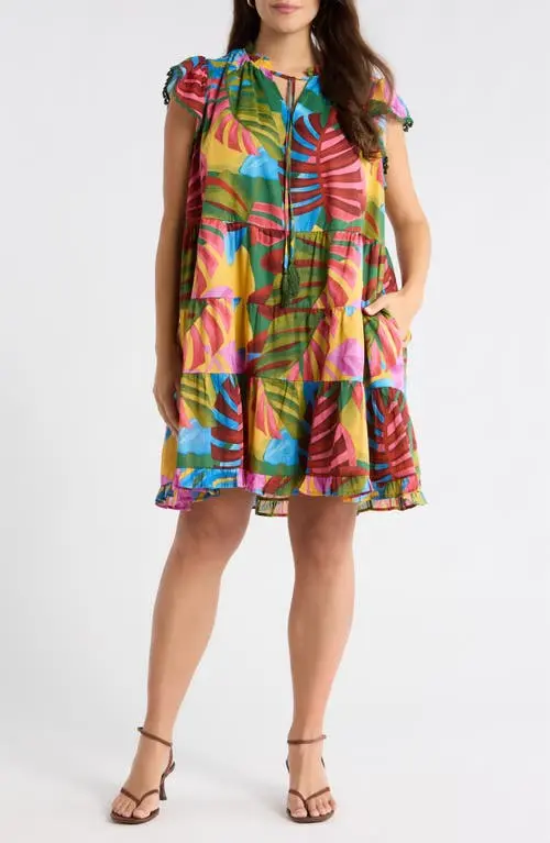 SUGARLIPS Novi Tropical Yodi Shift Minidress - Kelly-multi