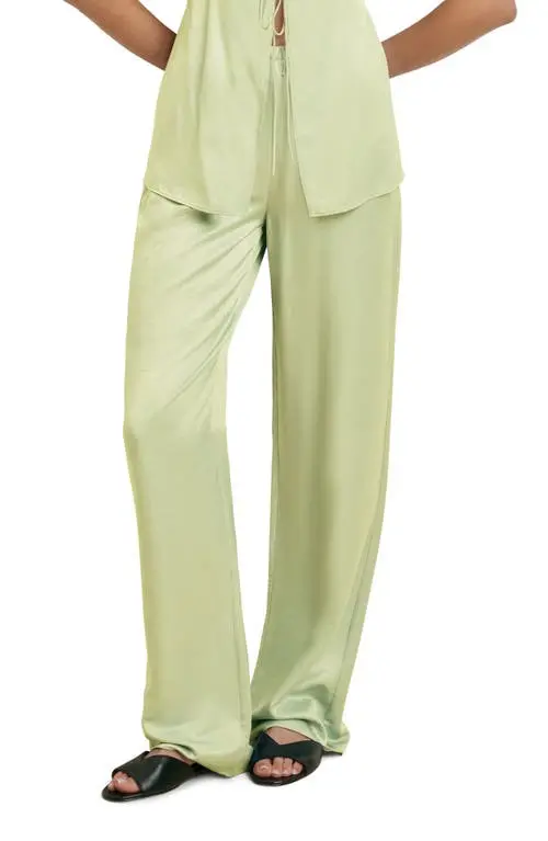 FAVORITE DAUGHTER Satin Wide Leg Pants - Green Tea