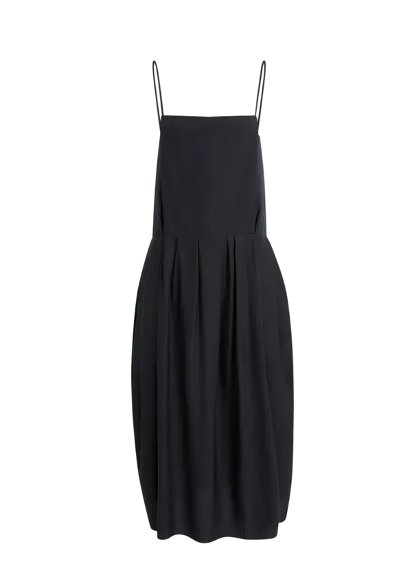 Khaite Adira Pleated Organza Midi Dress - Black