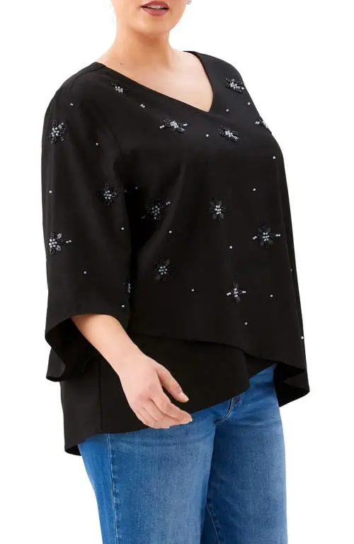 Karen Kane Embellished Asymmetric Hem Top