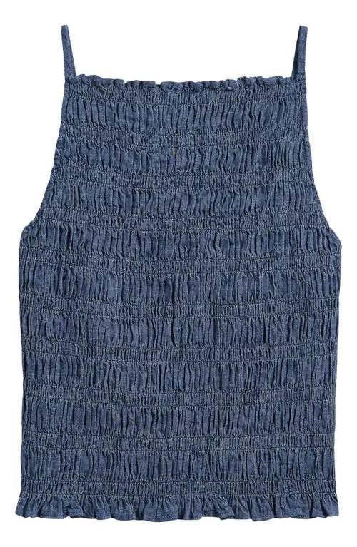 Madewell Denim Smocked Tank - Dark Cove Wash