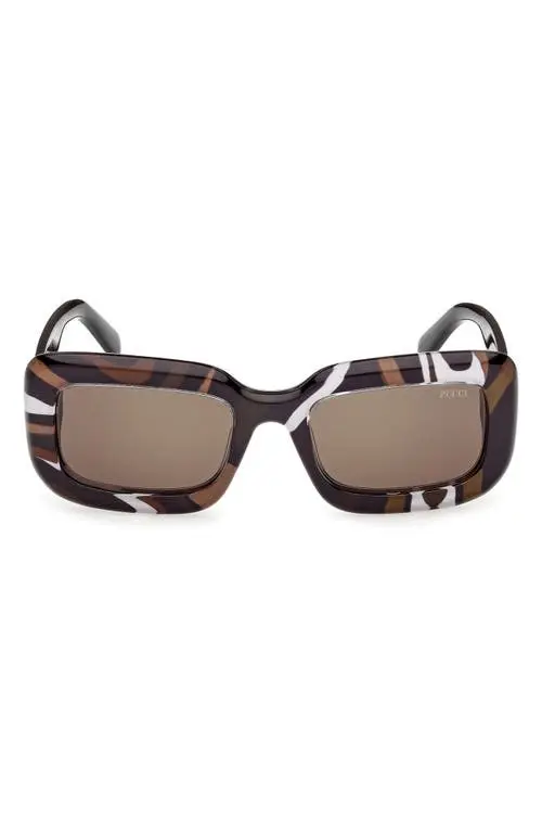 Emilio Pucci 52mm Rectangular Sunglasses - Black/marmo Kakhi/olive