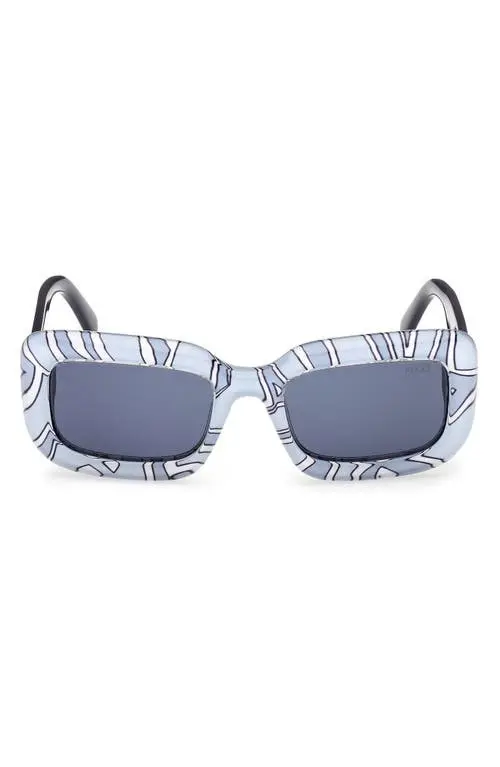 Emilio Pucci 52mm Rectangular Sunglasses - Blue Labrinto Print