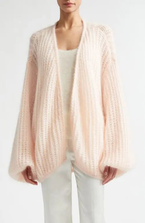 TOTEME Puff Mohair & Wool Blend Open Stitch Cardigan - Bloom