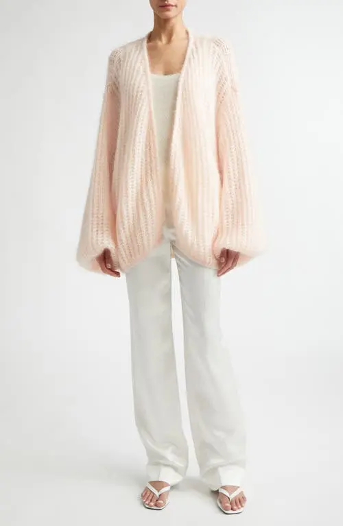 TOTEME Puff Mohair & Wool Blend Open Stitch Cardigan - Bloom