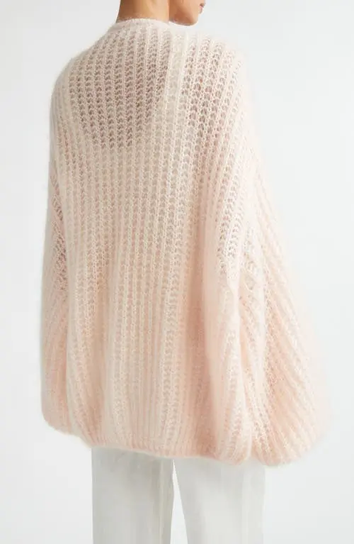 TOTEME Puff Mohair & Wool Blend Open Stitch Cardigan - Bloom