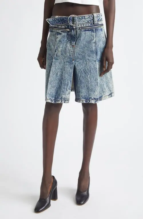 Vaquera Denim Car Wash Pleated Skirt