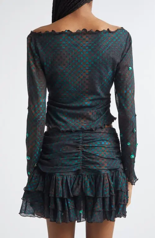SIEDRES Elara Embellished Check Crop Top