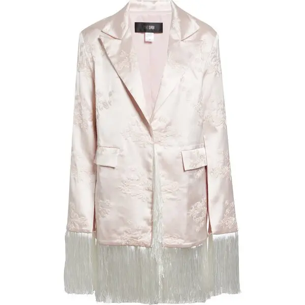 KIM SHUI Kyla Embroidered Fringe Jacket - Pink
