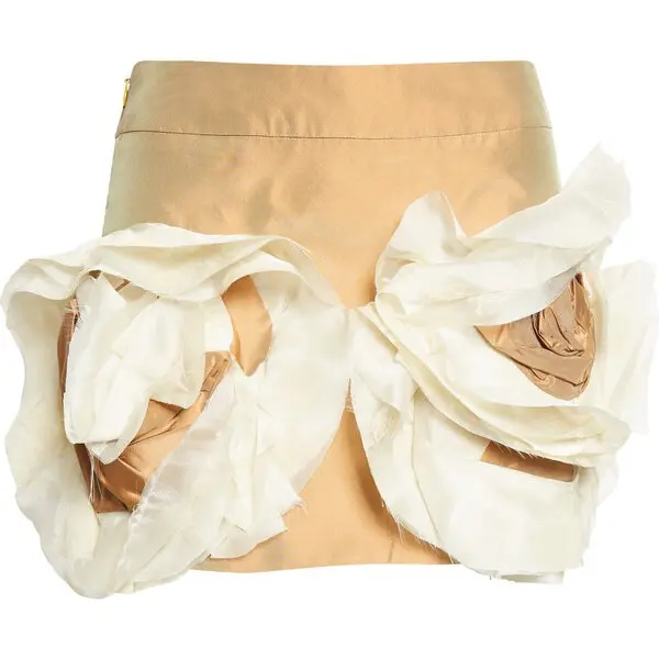 KIM SHUI Luana Embellished Taffeta Miniskirt - Light Brown