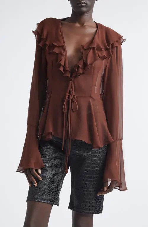 KIM SHUI Arianna Silk Chiffon Tie Shirt