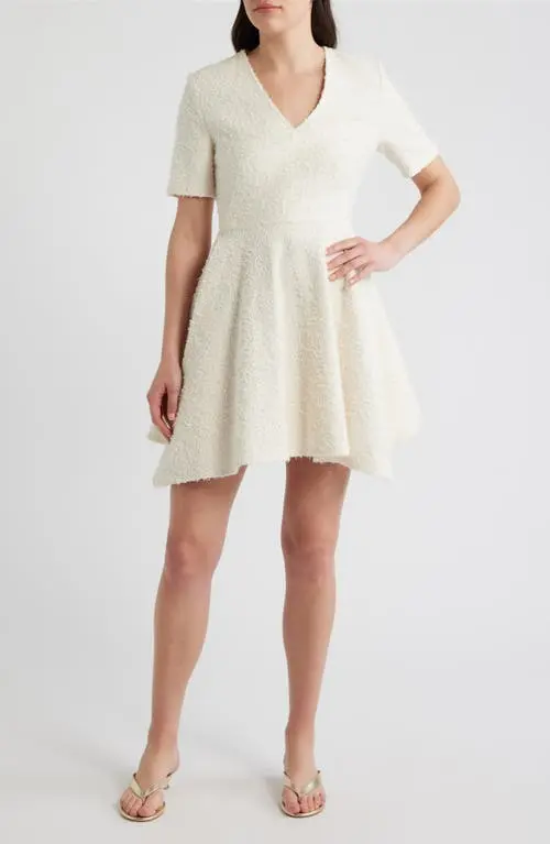 BOSS Daletar1 Tweed Skater Dress - Soft Cream Eyelash Tweed