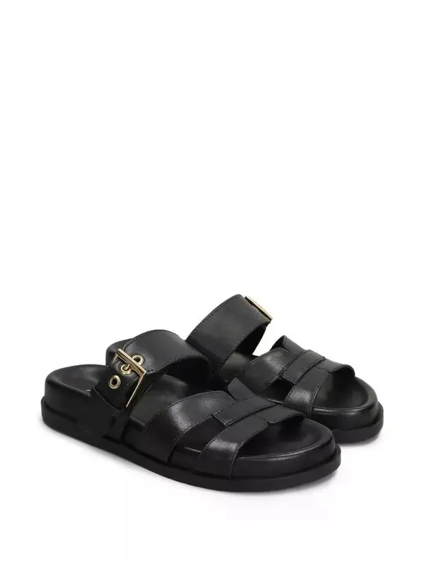 AREZZO Buckle Fastening Leather Flat Sandals
