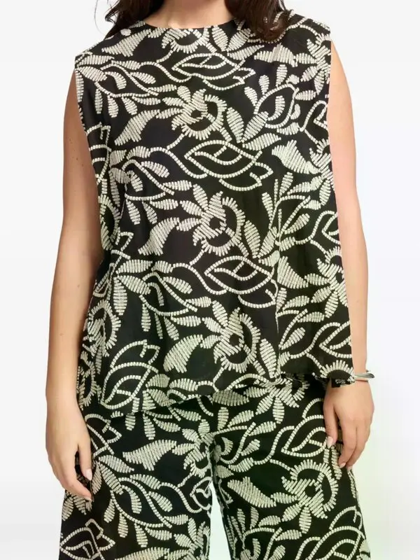 ELENA MIRÒ Leaf-embroidered Sleeveless Top