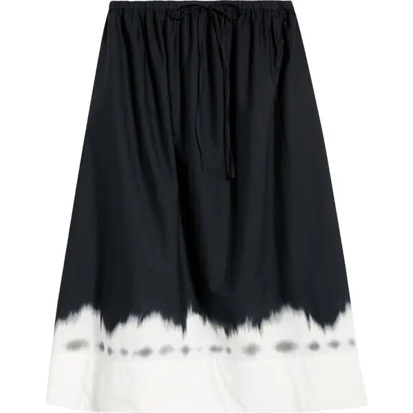 Halogen Drawstring Waist Cotton Maxi Skirt - Rich Black