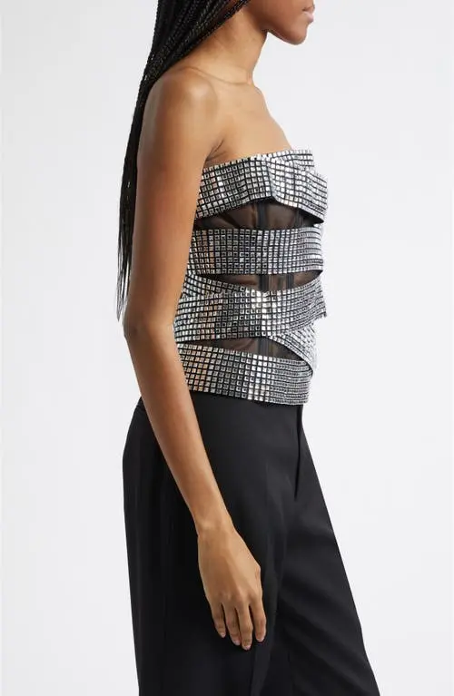 AREA Disco Ball Strapless Top - Black