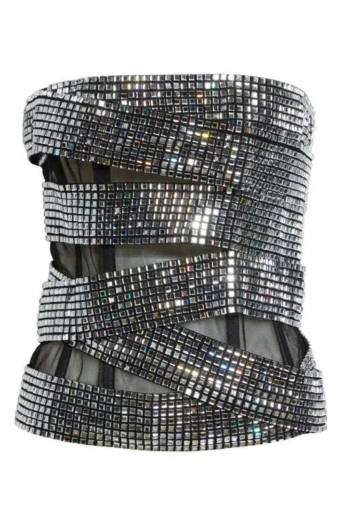 AREA Disco Ball Strapless Top - Black