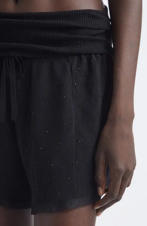AREA Crystal Waist Cotton Jersey Shorts
