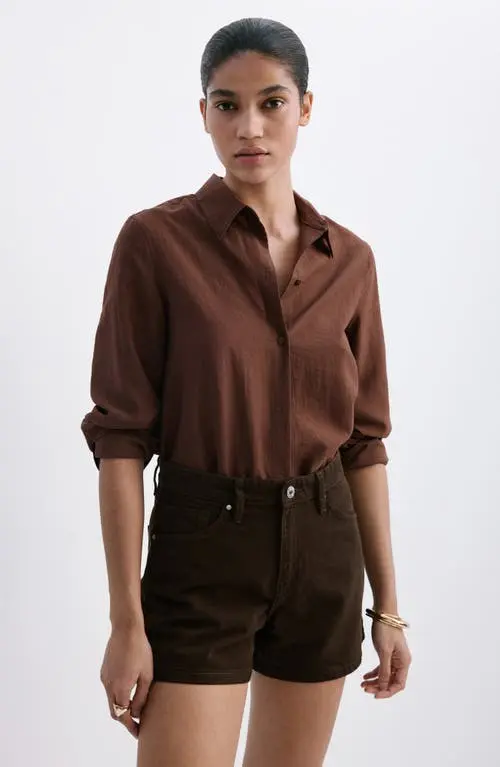 Mango Denim Straight-leg Shorts - Chocolate