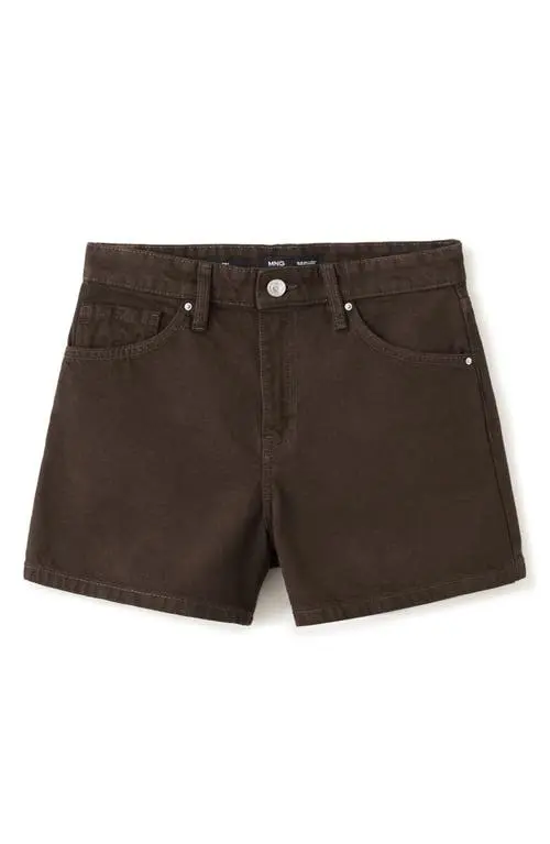 Mango Denim Straight-leg Shorts - Chocolate