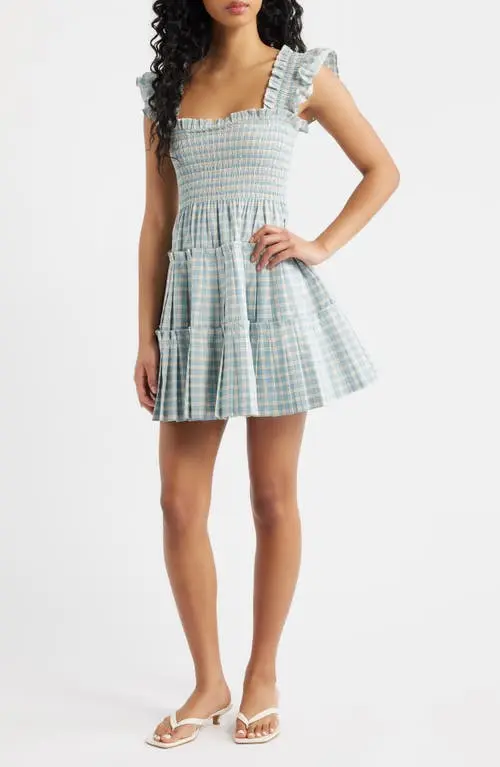 Hill House Home The Nap® Pleated Fit & Flare Minidress - Blue/red Gingham