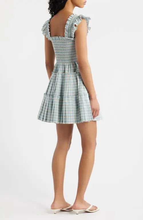 Hill House Home The Nap® Pleated Fit & Flare Minidress - Blue/red Gingham