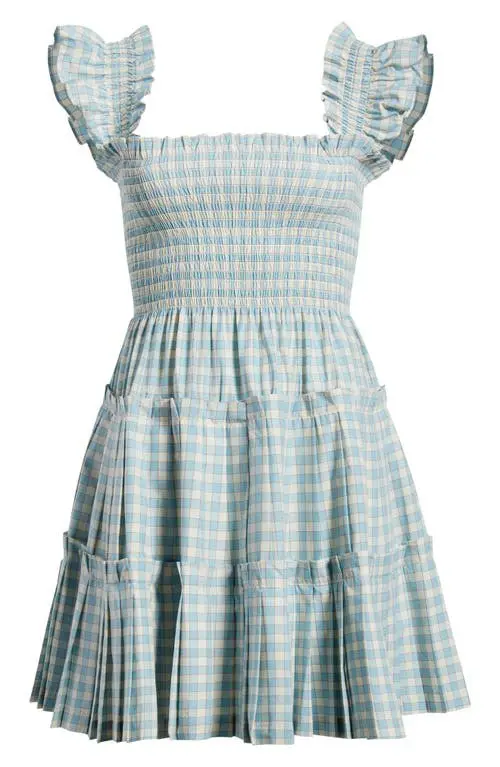 Hill House Home The Nap® Pleated Fit & Flare Minidress - Blue/red Gingham