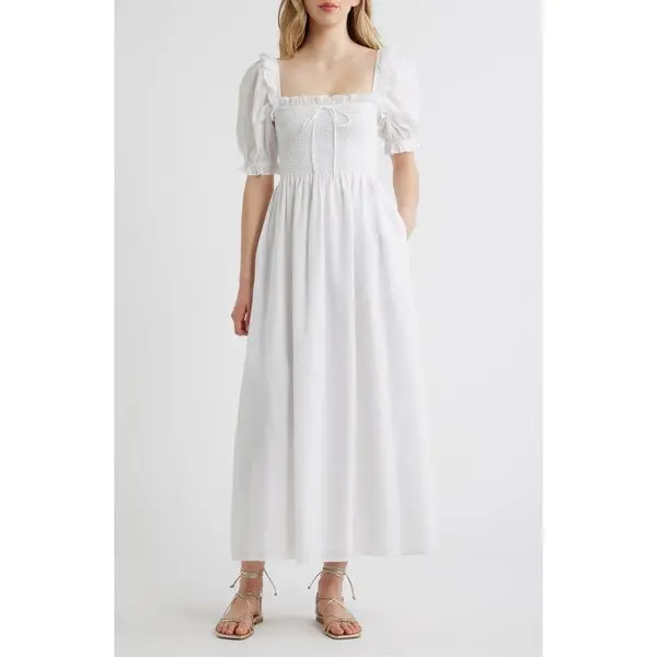 Hill House Home The Scarlett Nap® Fit & Flare Midi Dress - White