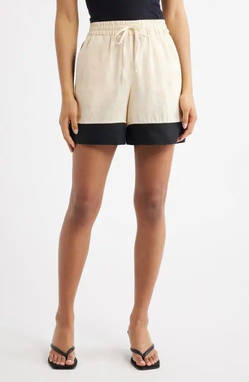 Mango Colorblock Linen Shorts