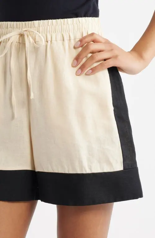 Mango Colorblock Linen Shorts
