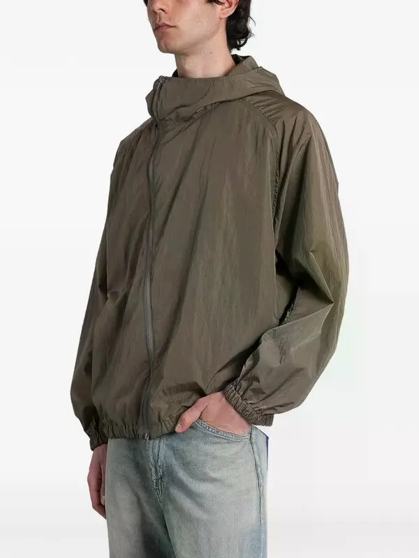 Attachment Asymmetric-zip Hooded Jacket - Brown