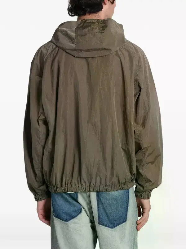 Attachment Asymmetric-zip Hooded Jacket - Brown