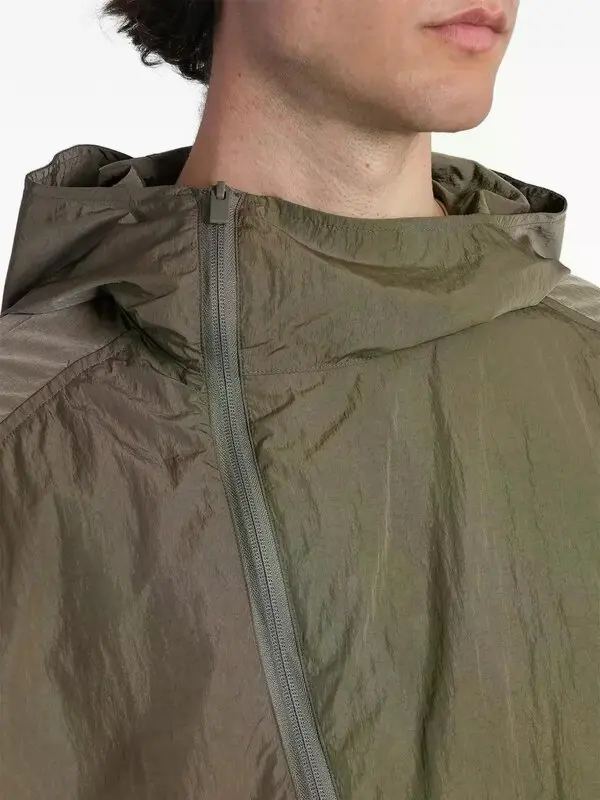 Attachment Asymmetric-zip Hooded Jacket - Brown