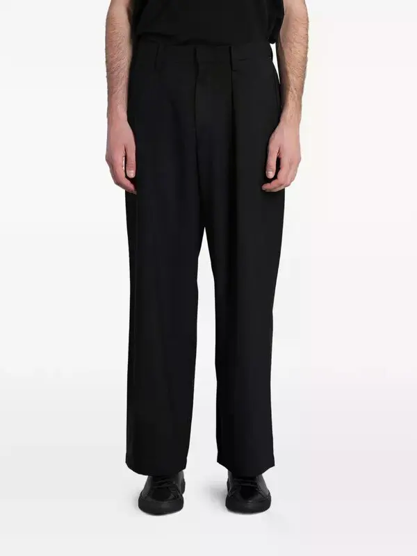 Attachment Pleated Wide-leg Trousers - Black