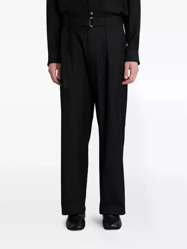 Attachment Belted Pleated Trousers - Black