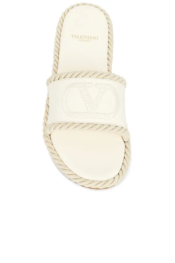 Valentino Garavani V Logo Torchon Slide Espadrilles - Ivory