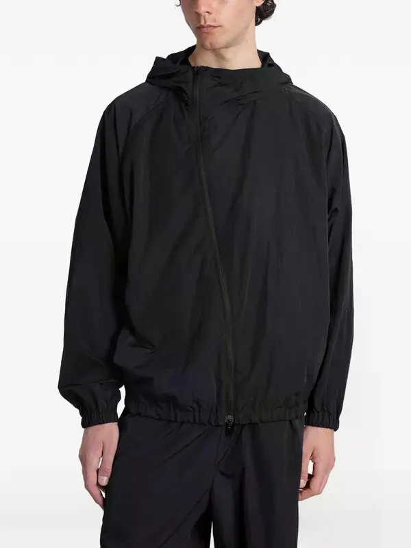 Attachment Asymmetric-zip Hooded Jacket - Black