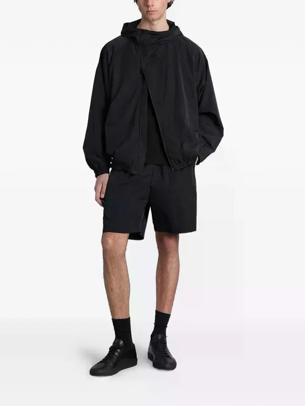 Attachment Asymmetric-zip Hooded Jacket - Black