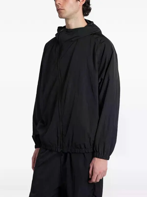 Attachment Asymmetric-zip Hooded Jacket - Black