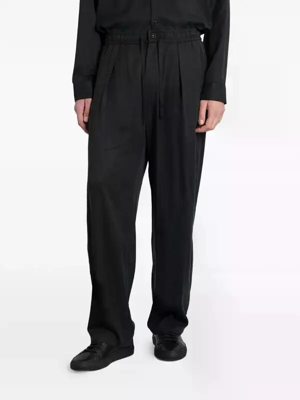 Attachment Pleated Drawstring Straight-leg Trousers