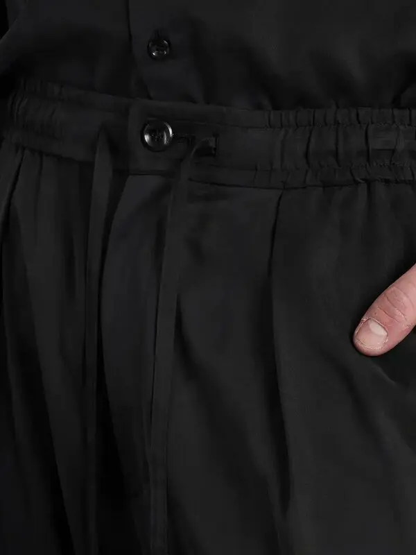 Attachment Pleated Drawstring Straight-leg Trousers