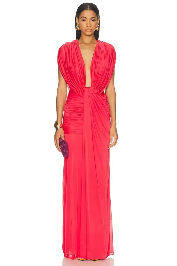 Christopher Esber Ripple Drape Gown - Watermelon