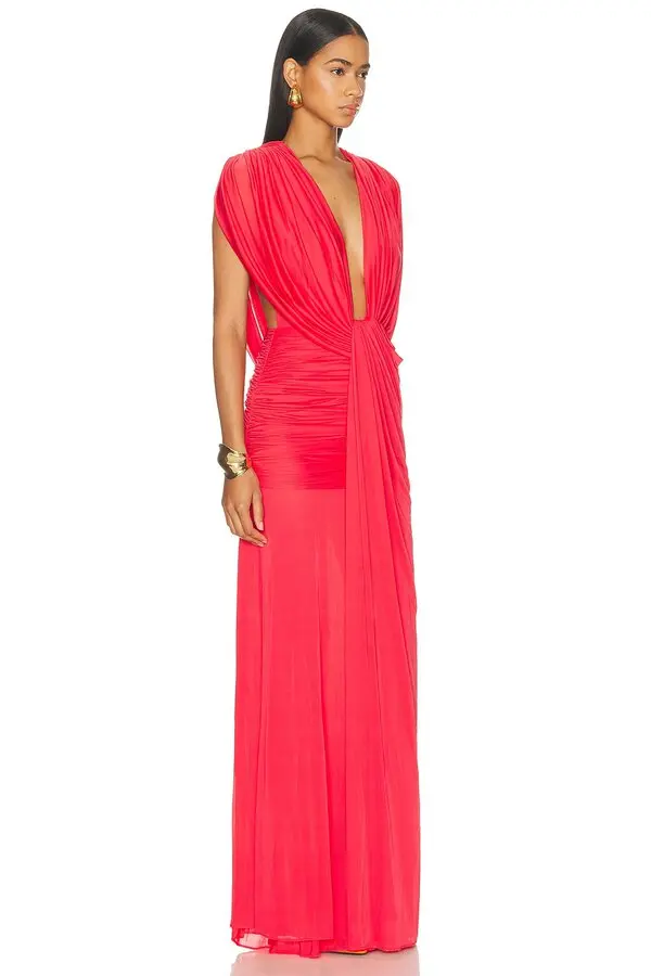 Christopher Esber Ripple Drape Gown - Watermelon
