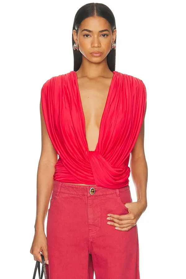 Christopher Esber Ripple Drape Top - Watermelon