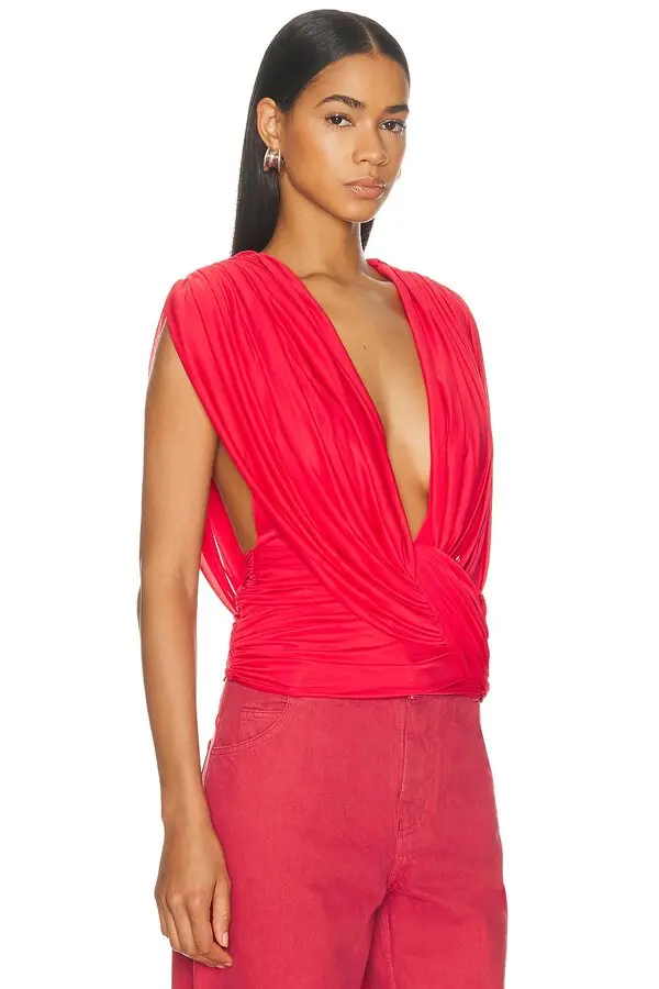 Christopher Esber Ripple Drape Top - Watermelon