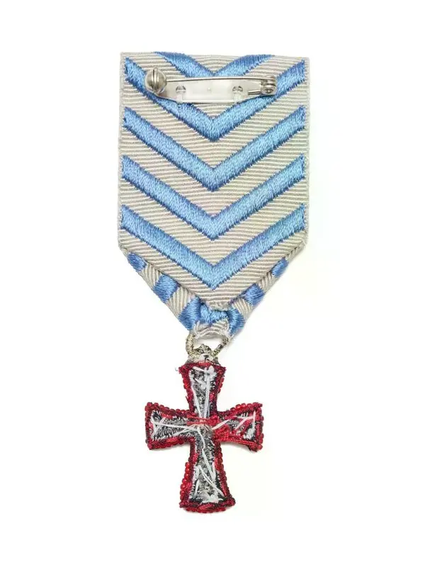 Undercover Beaded-cross Chevron-ribbon Medal Brooch - Blue